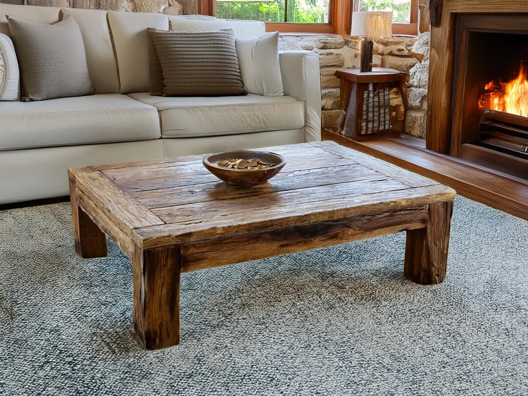 Custom Rustic Coffee Table – Handmade Solid Wood Live Edge Farmhouse ...