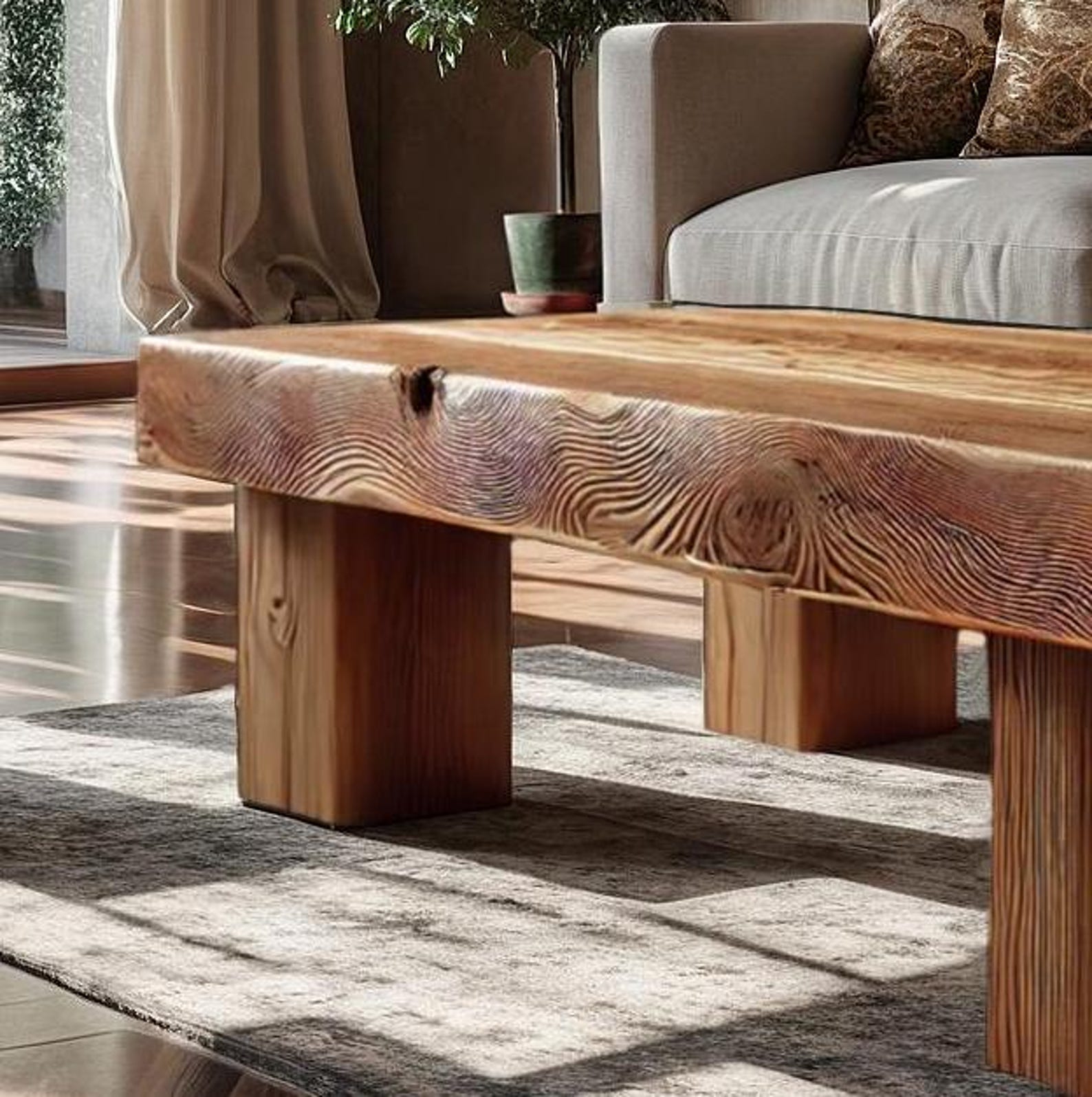 Custom Rustic Coffee Table – Handmade Solid Wood Live Edge Farmhouse ...