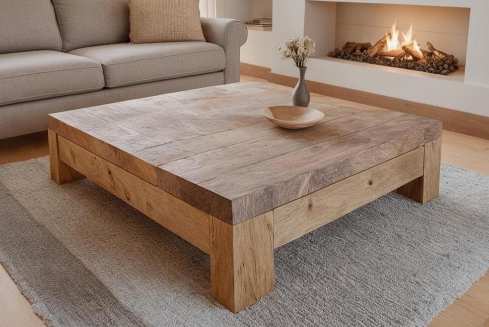 Custom Rustic Coffee Table – Handmade Solid Wood Live Edge Farmhouse ...