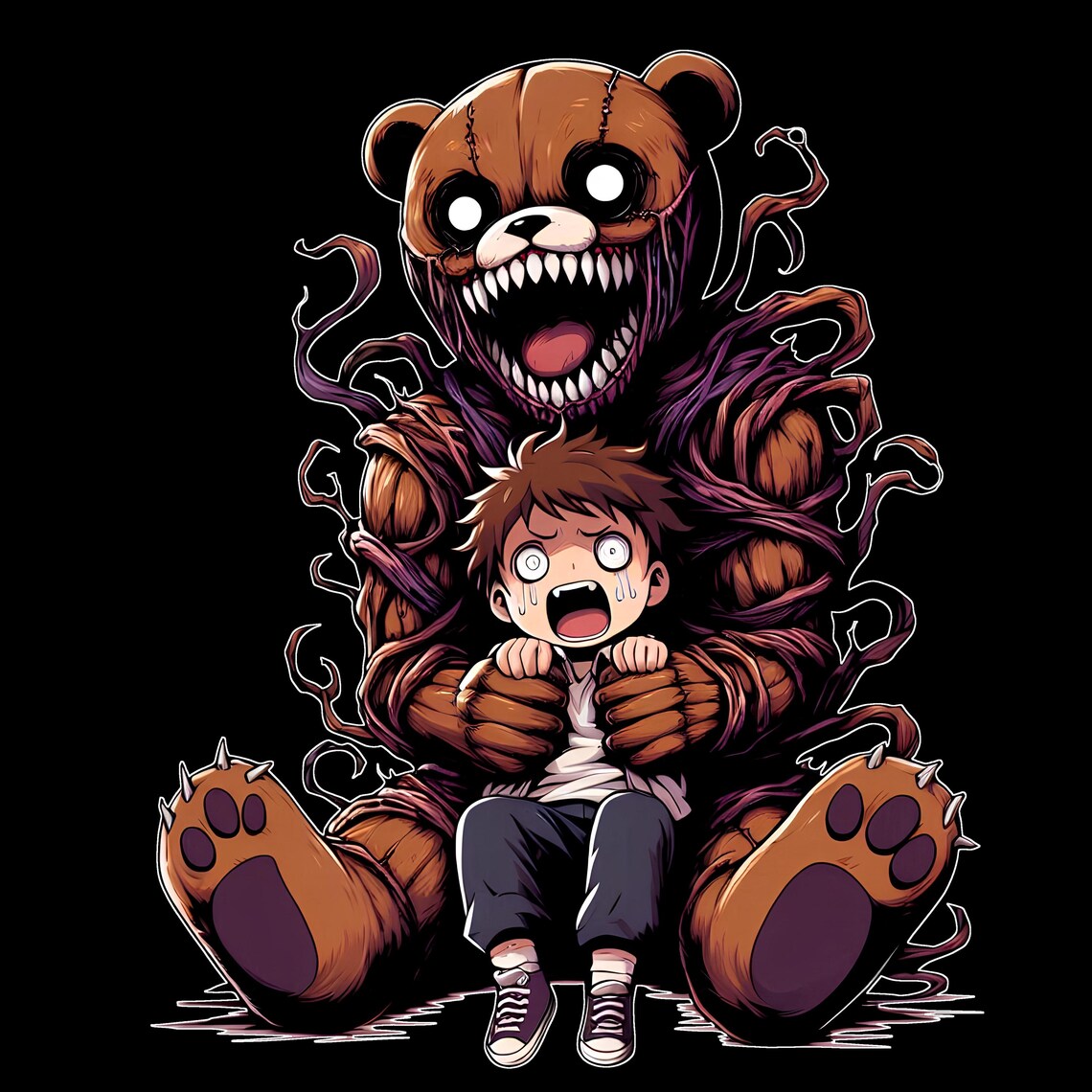 Scary Teddy Bear Png, Creepy Hug Digital Art, Horror Toy Clipart, Dark ...