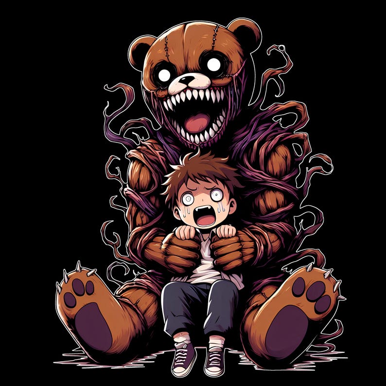 Scary Teddy Bear Png, Creepy Hug Digital Art, Horror Toy Clipart, Dark ...