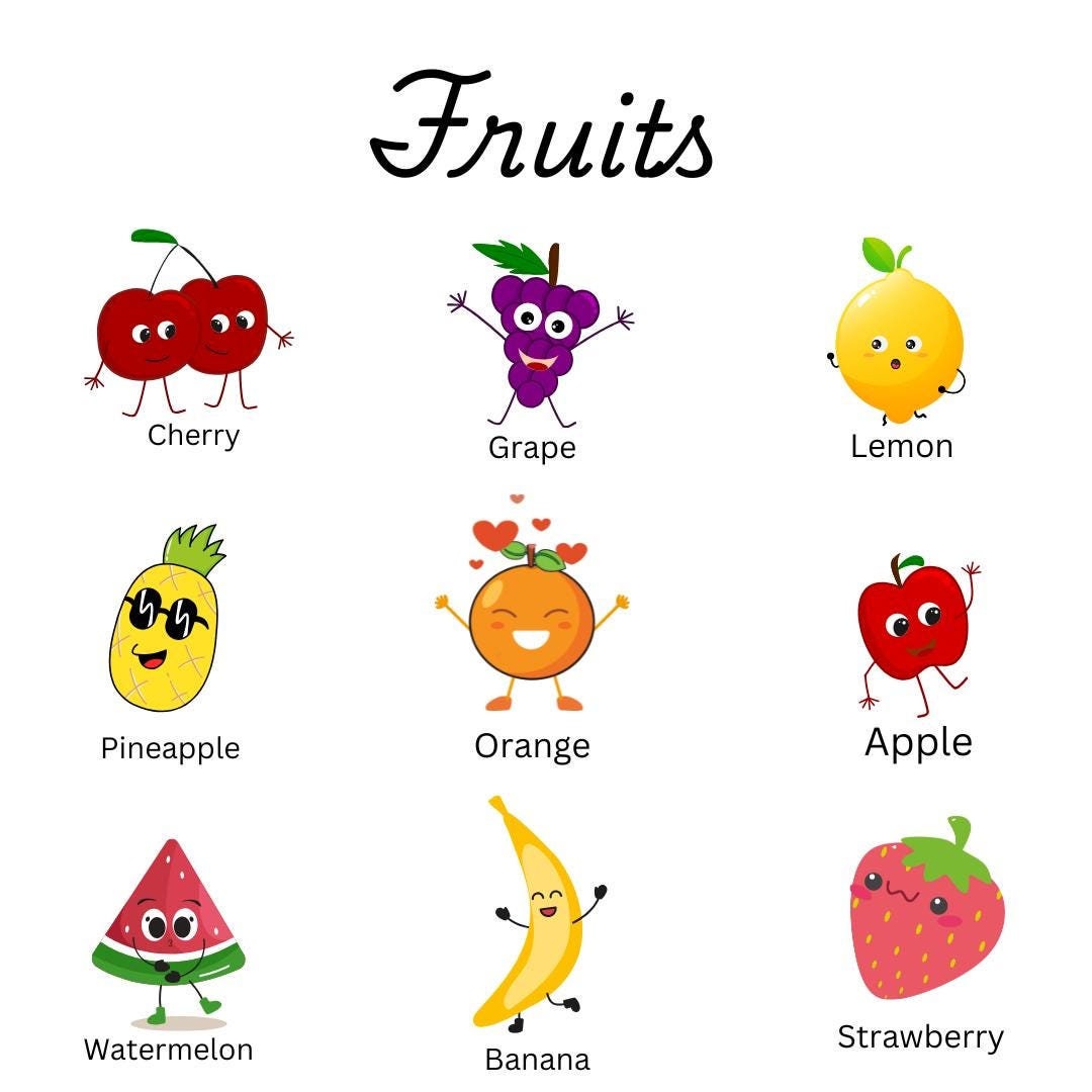 Kids Educational Fruit Poster Learning Materials for Kids Educational ...