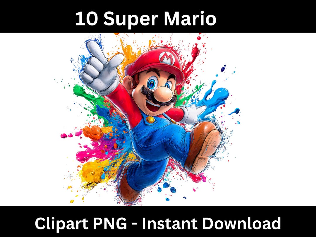 10 Super Mario Splash and Watercolor | Super Mario PNG Clipart | Super ...