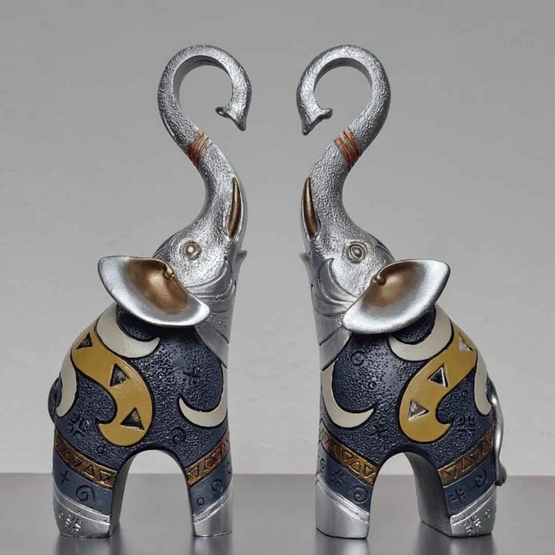 Colorful Elephant Statue Resin Home Decor Elephant Trinket Nature ...