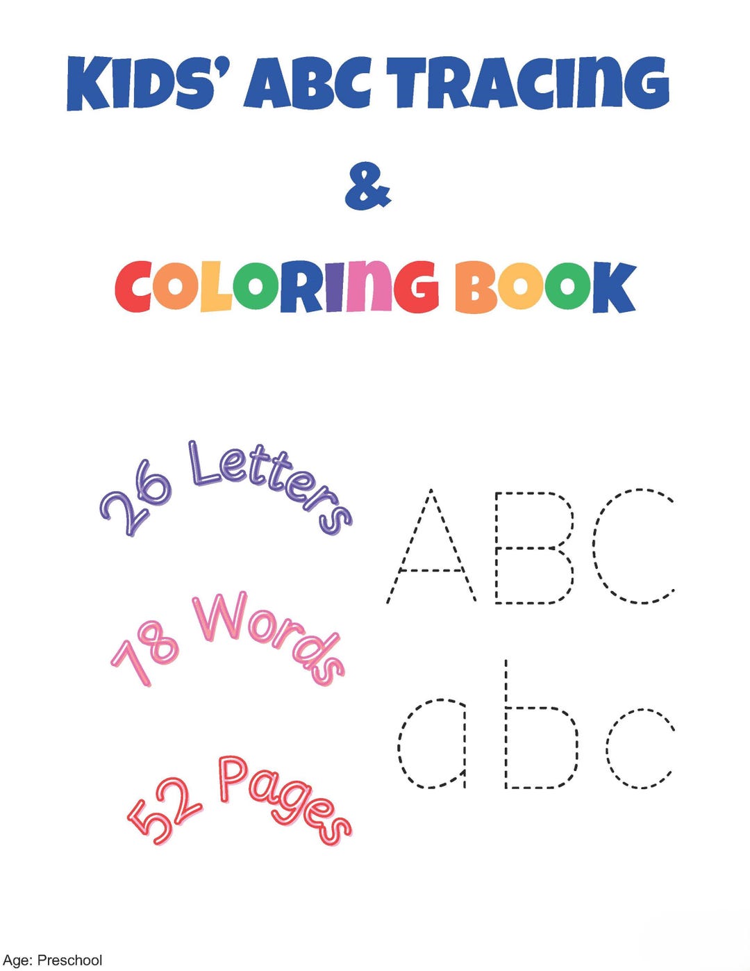 Kids / ABC Tracing & Coloring Book: Learn Letters and Words 26 Letters ...