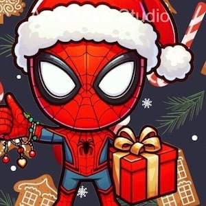 Cute Spiderman Christmas PNG, Baby Superhero Clipart, Spiderman Holiday ...