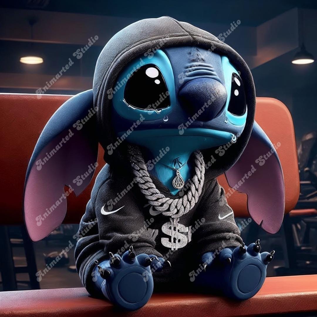 Sad Stitch in Nike Hoodie PNG, Crying Stitch Clipart, Cute Stitch ...