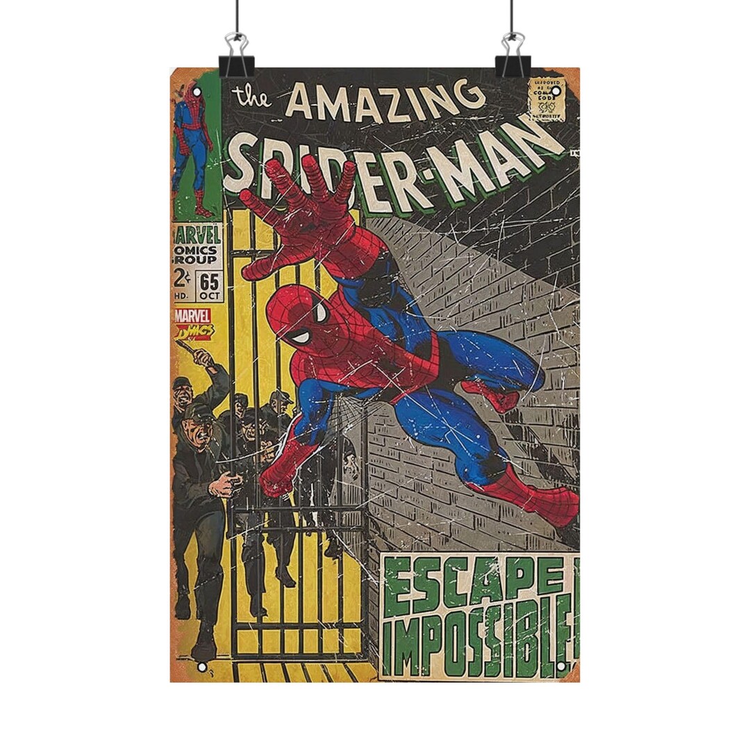 Vintage Comic Art Spider-man Poster, Superhero Wall Decor, Comic Book ...