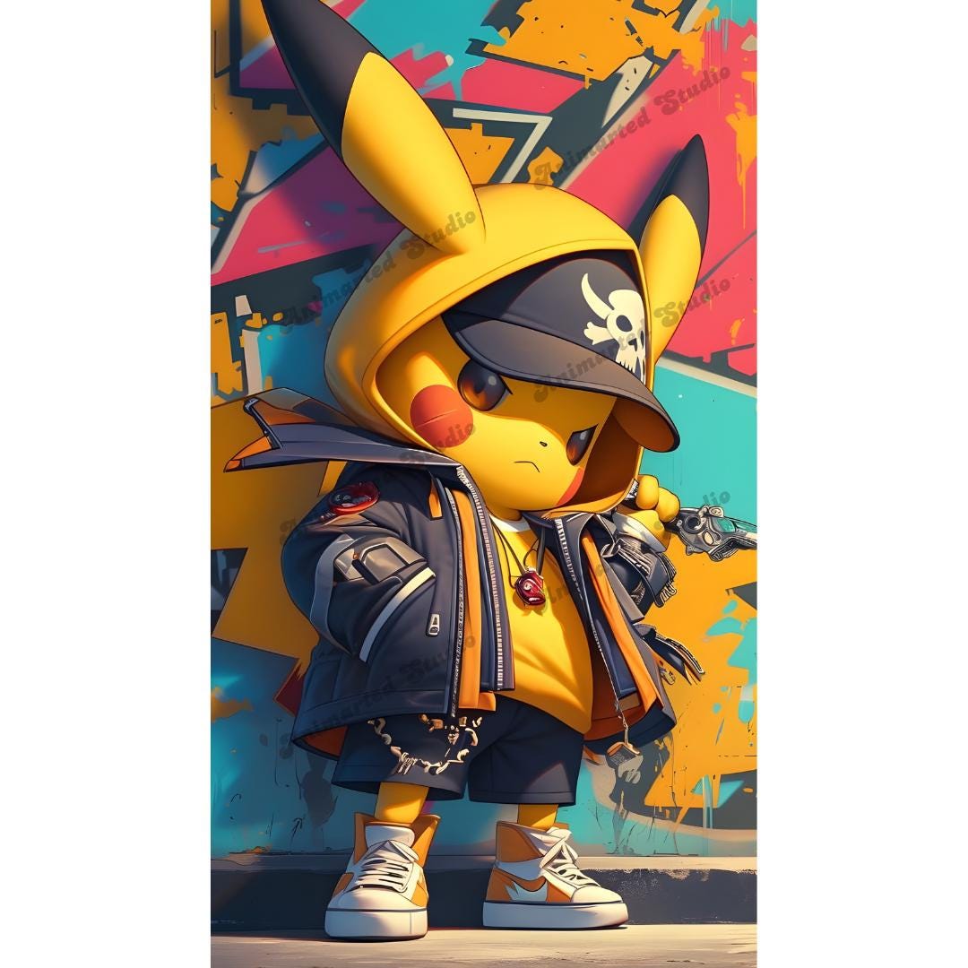 Pikachu Street Art Cool Digital Pokemon Print Urban Style Pikachu High ...