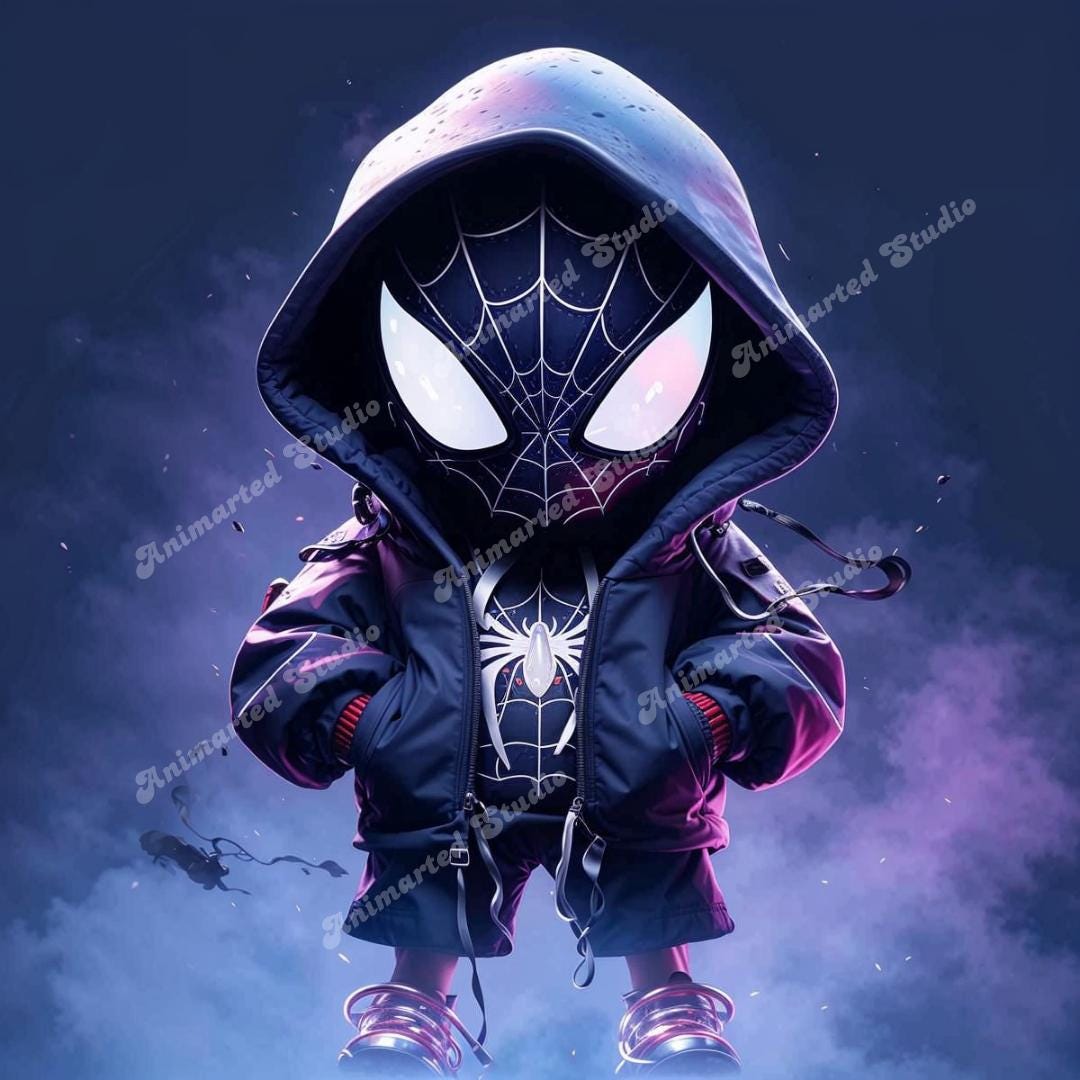 Chibi Spiderman in Venom Suit PNG, Hoodie Spiderman Clipart, Venom ...