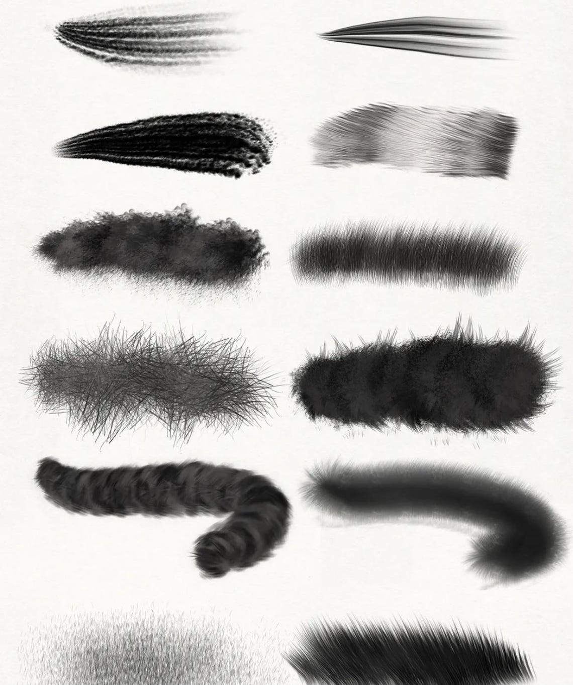 Animal Hair Procreate Photoshop Brushes Set – 30 Fluffy Fur, Fuzzy ...