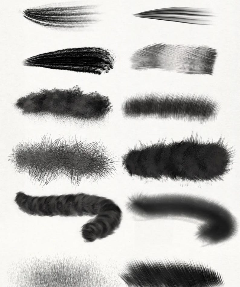 Animal Hair Procreate Photoshop Brushes Set – 30 Fluffy Fur, Fuzzy ...