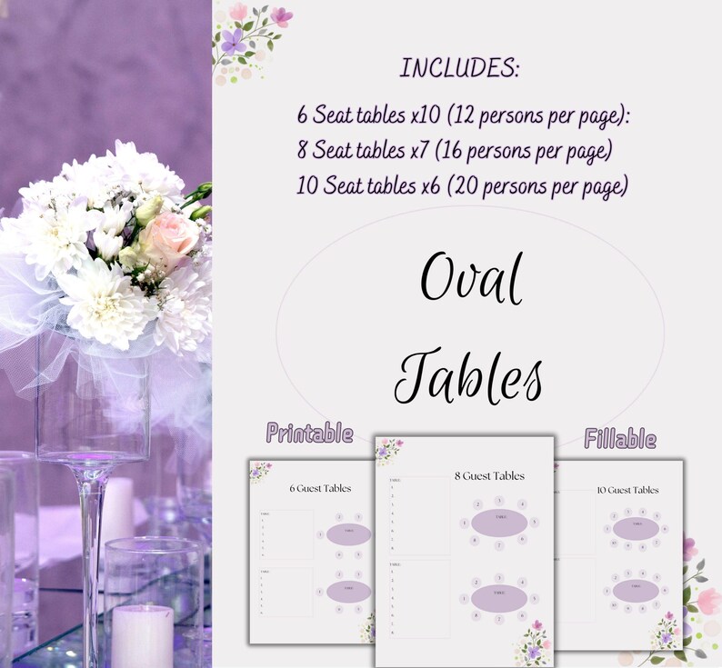 Wedding Seating Plan Template Printable & Fillable Table Layouts Round ...