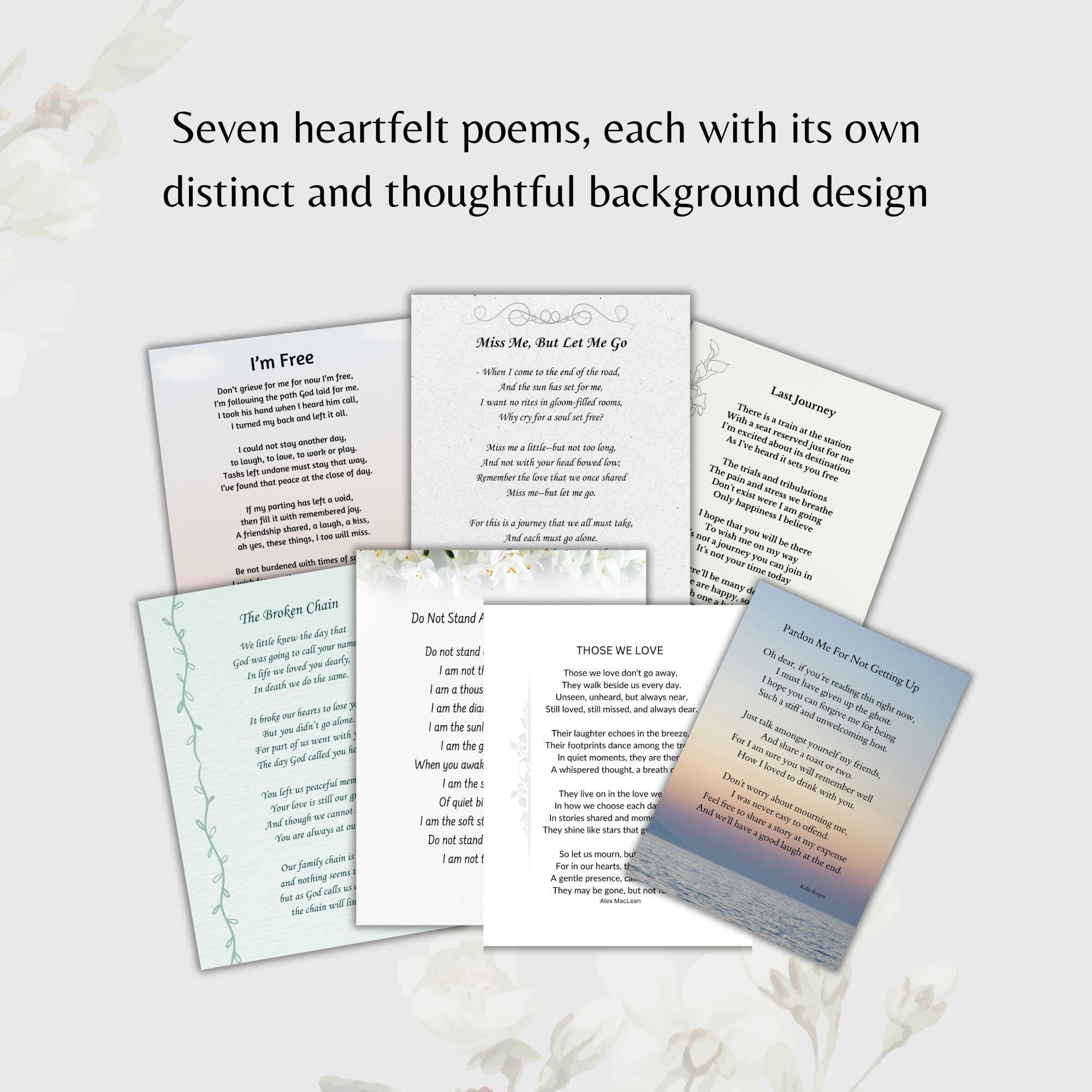 Funeral Poem Collection Digital Memorial Poetry Instant Download ...