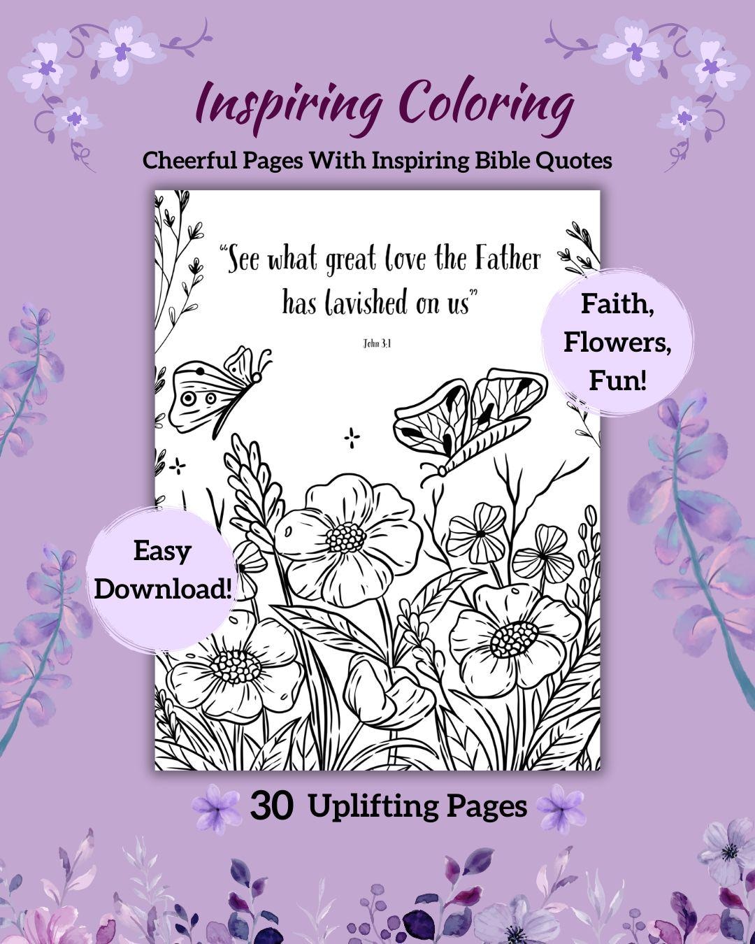 Scripture Coloring Pages for Adults Faith-based Digital Download ...