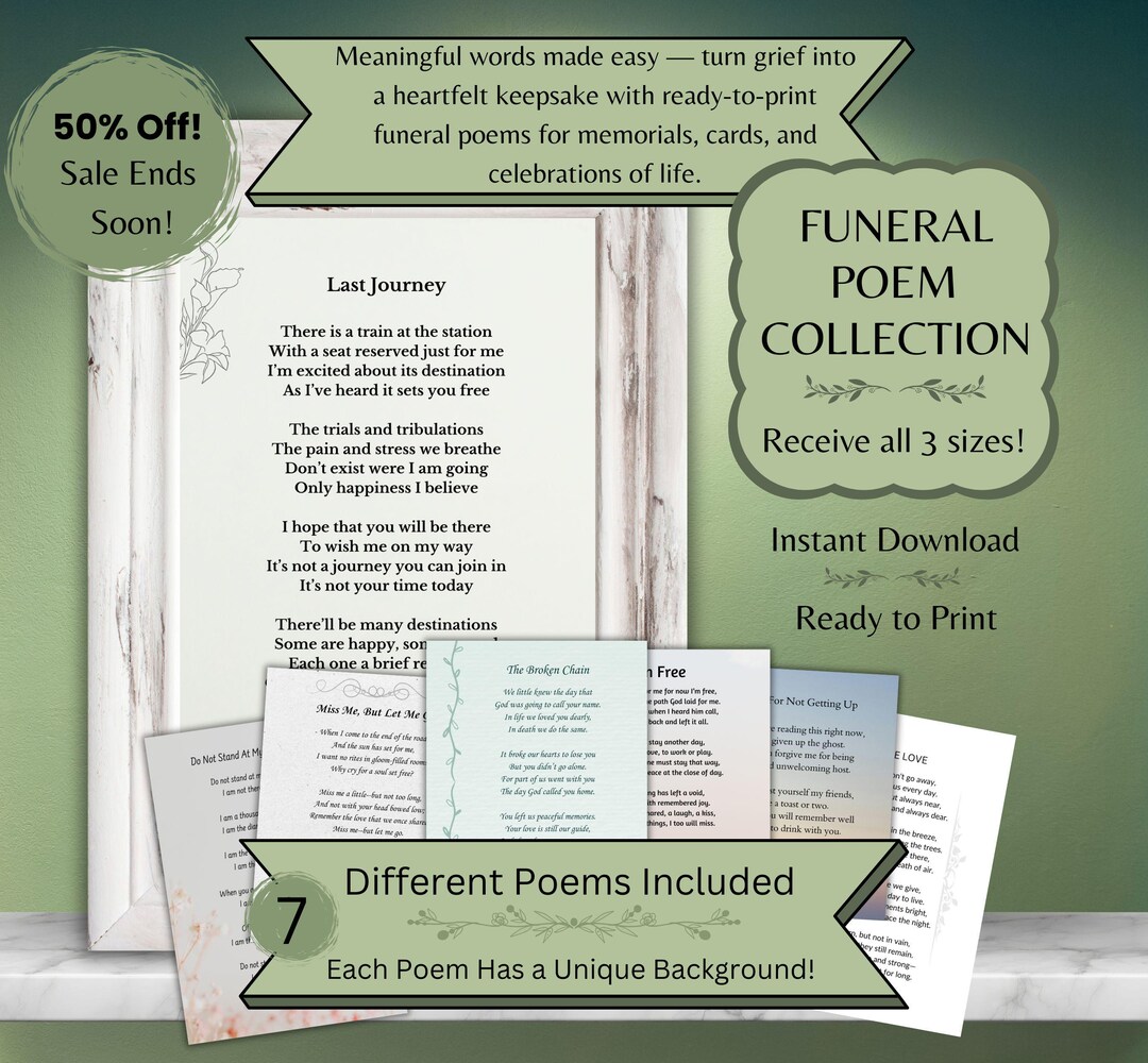 Funeral Poems Printable Memorial Poem Instant Download Bereavement ...