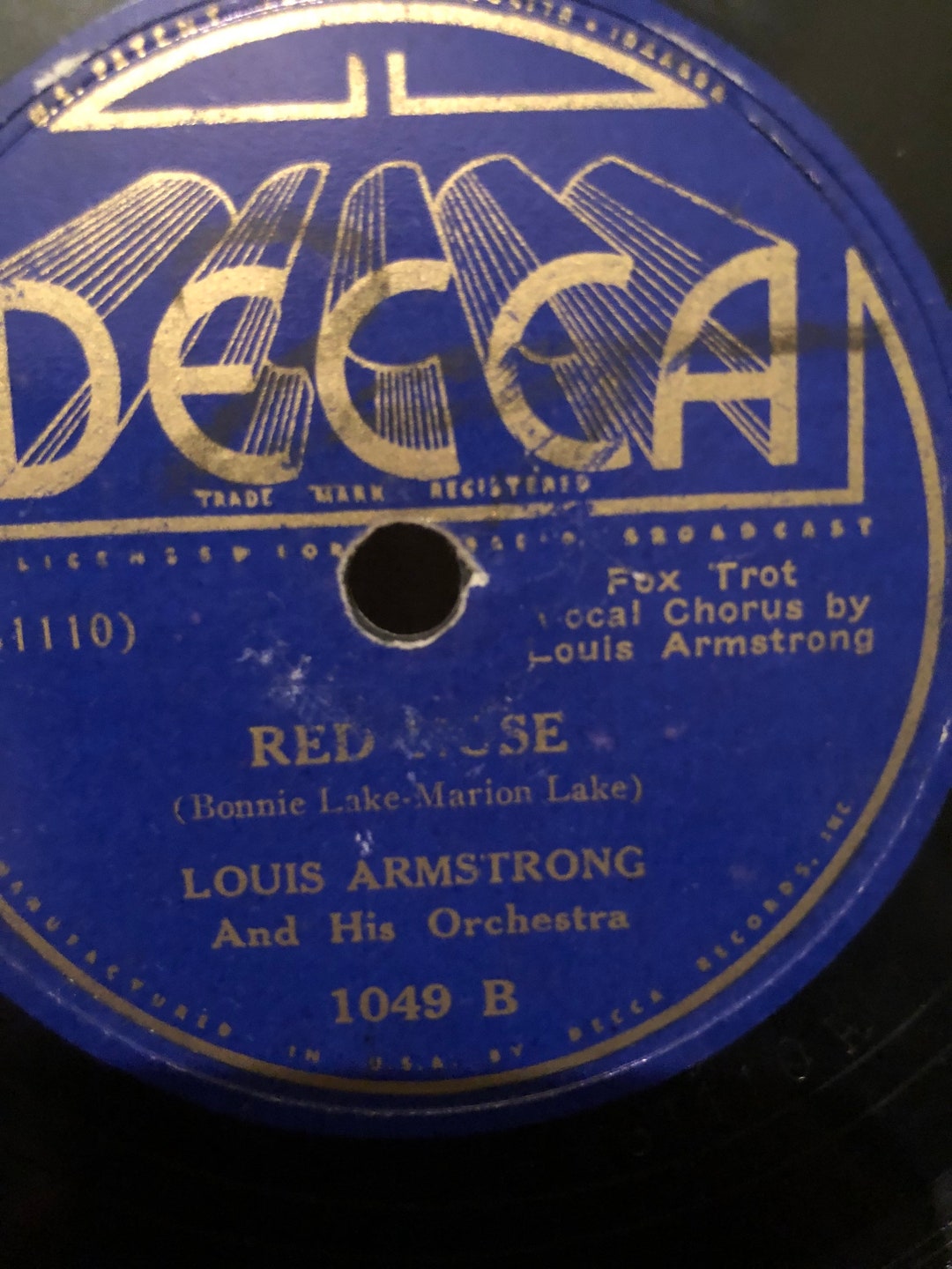 Louis Armstrong 1938 When Reuben Swings Decca Blue Label Records 78 RPM ...