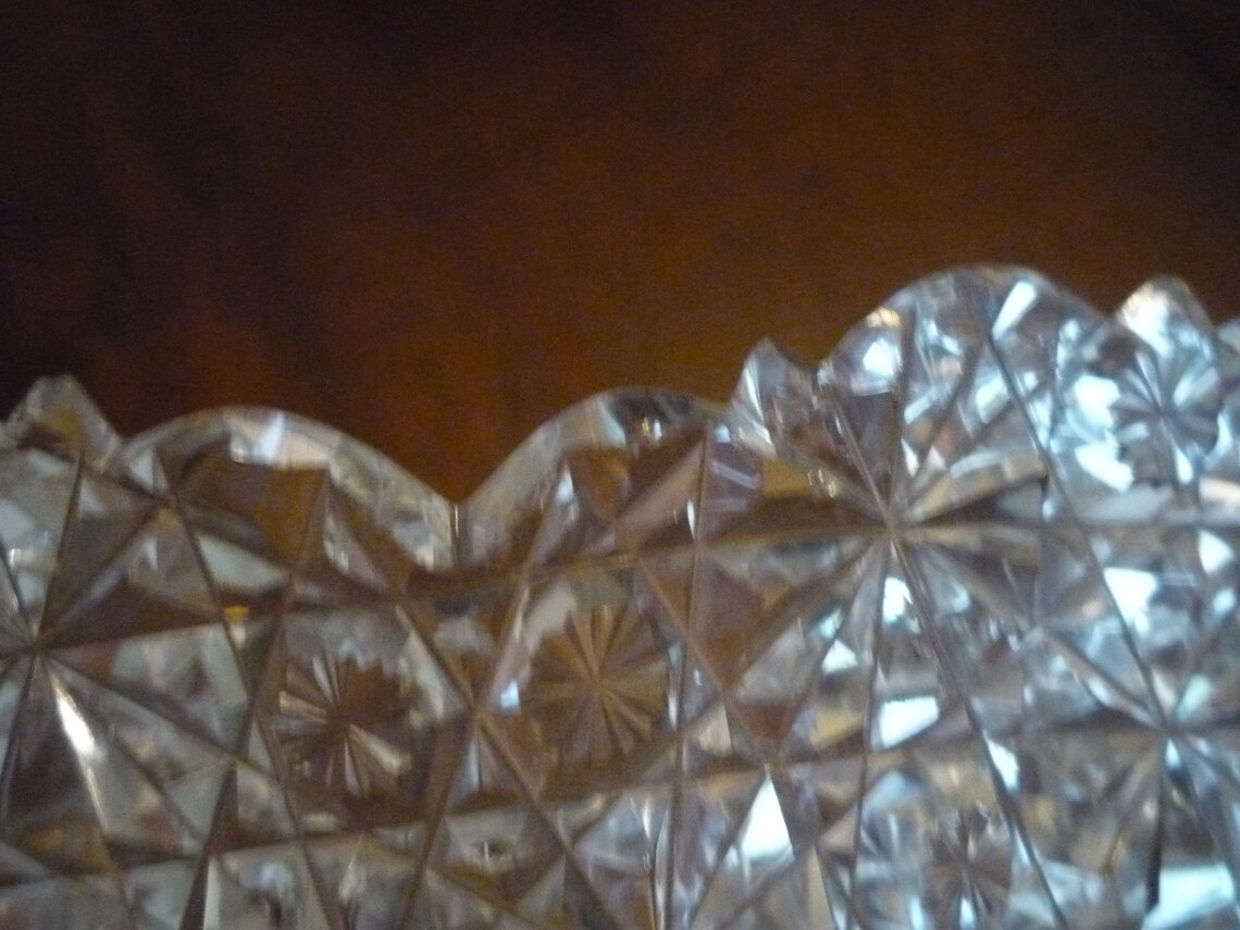 Crystal Cut Glass Bowl Brilliant Pattern Sun Starburst | Etsy