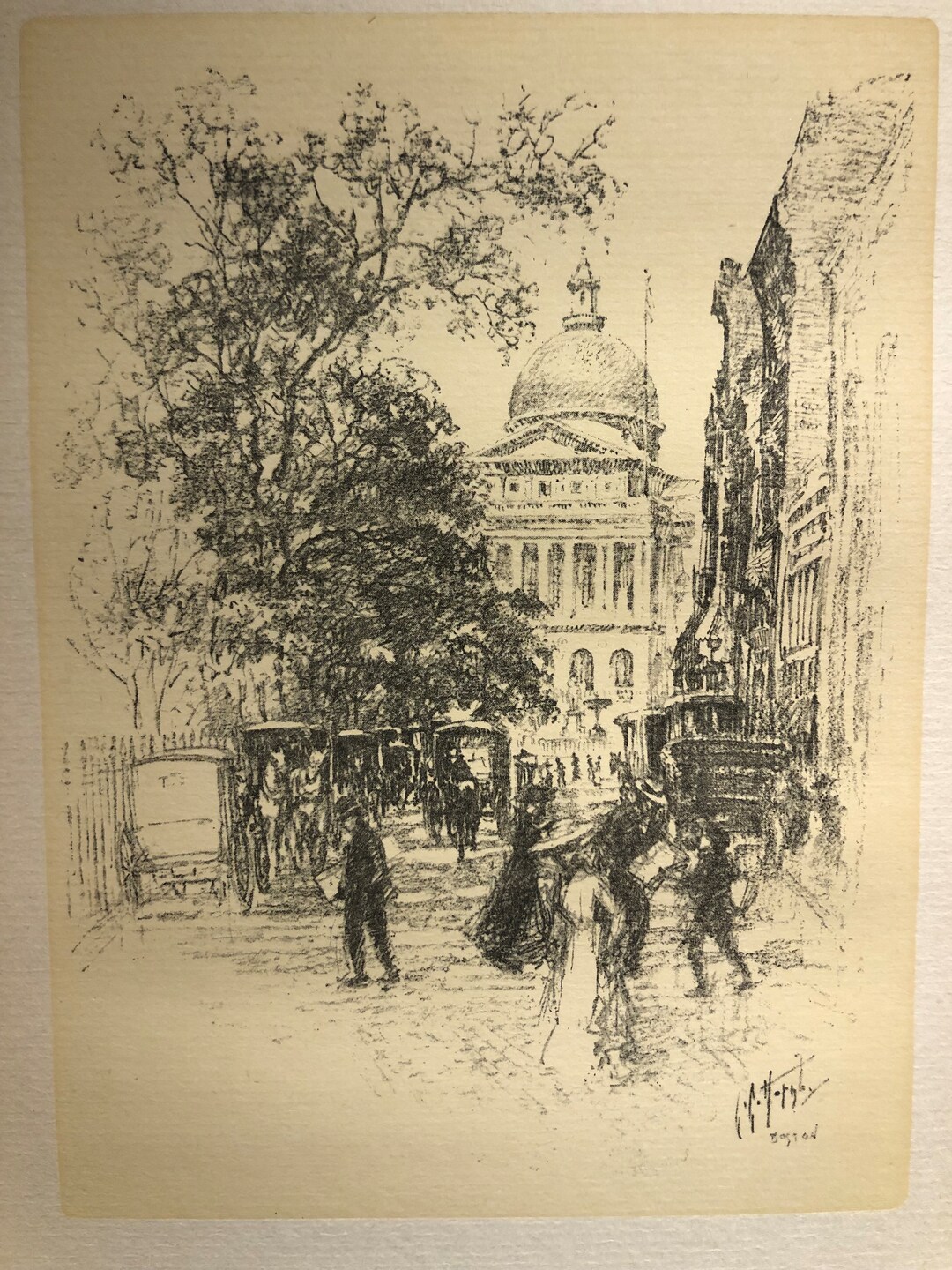 Lester Hornby Boston State House Park Street Boston Common Framed ...