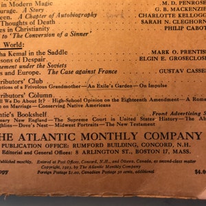 1923 the Atlantic Monthly Magazine December Issue Beautiful Antique ...