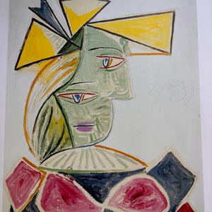 Picasso, Woman With Yellow Hat and Blue Ribbon | Original Published ...