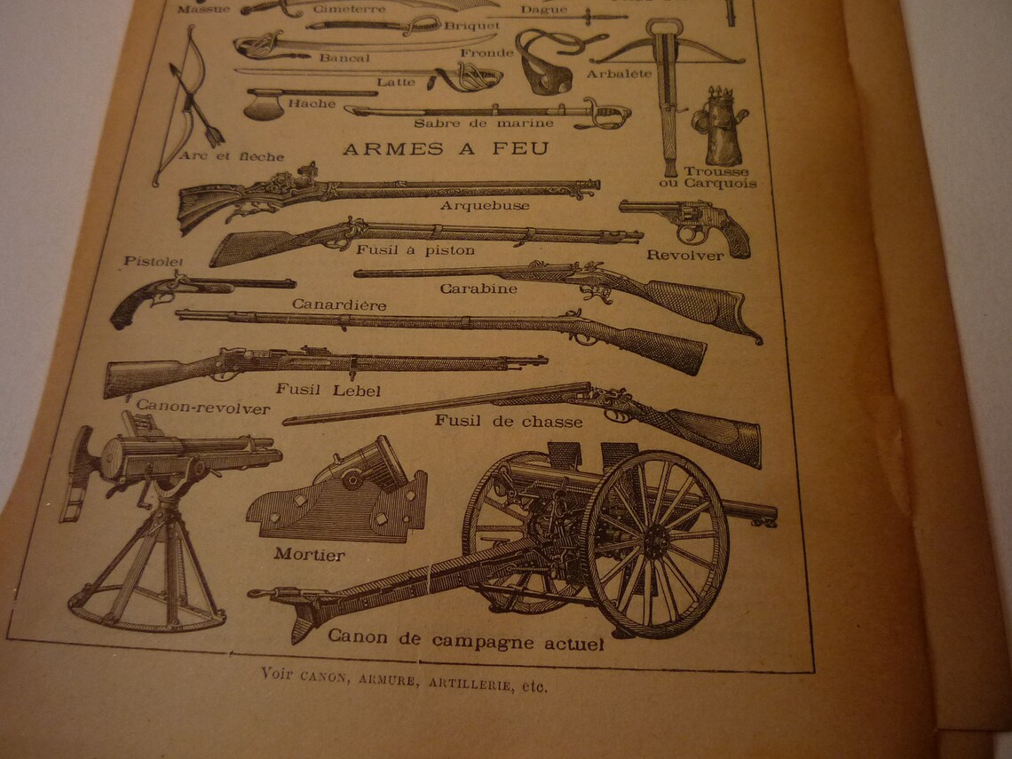 Arms or Guns 1920s Illustration Original French Lithograph | Etsy