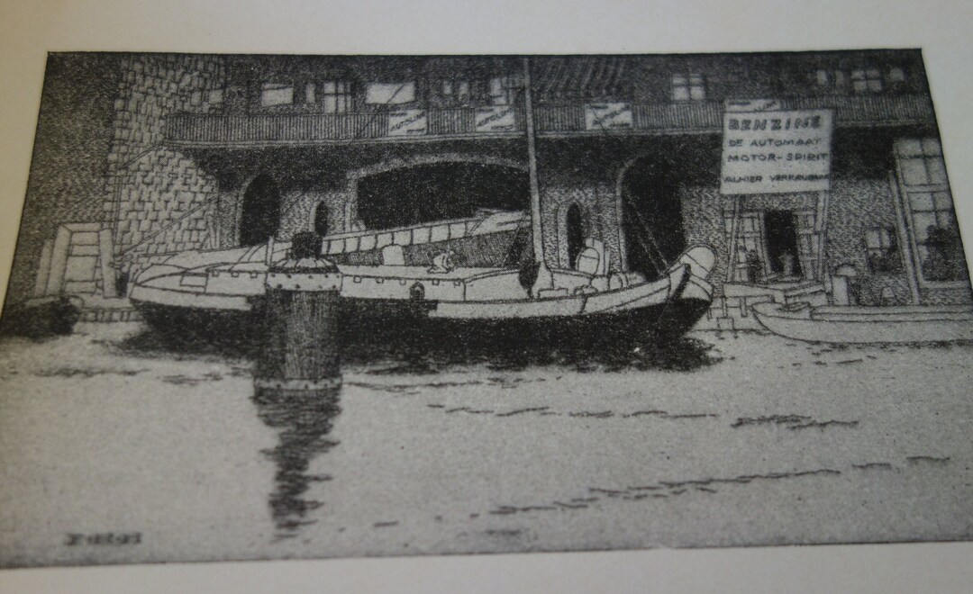 E Hesketh Hubbard Delft Barge Repair Etching Finely Produced Reprint ...