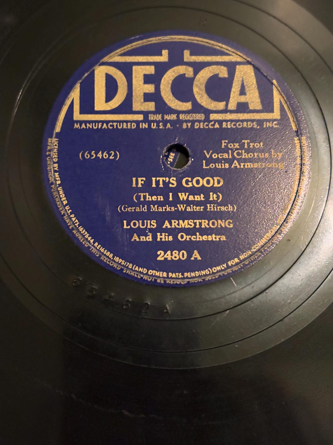 Louis Armstrong 1938 If It’s Good Decca Blue Label Records 78 RPM ...
