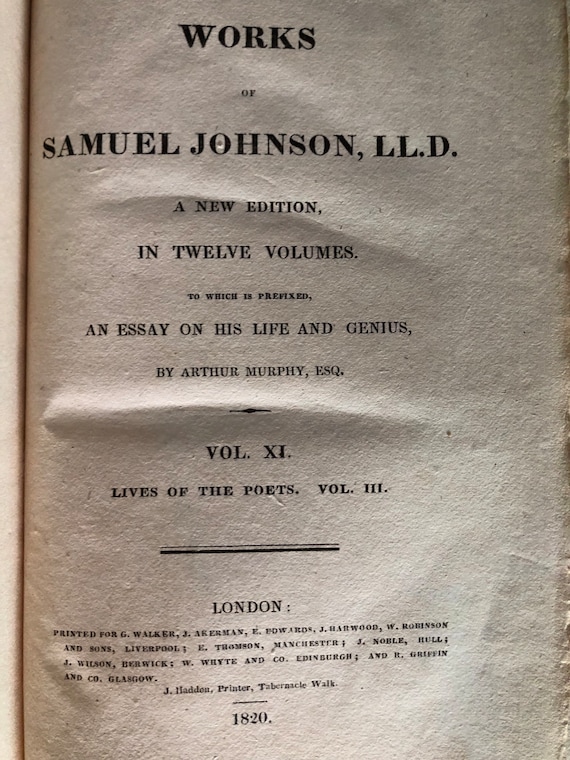 Samuel Johnson Lives Of The Poets