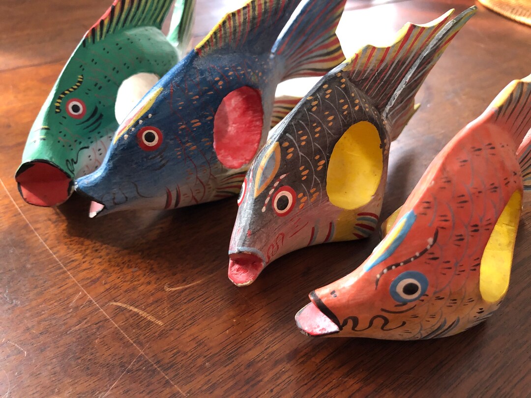 Tropical Fish Napkin Rings Set of Four Brightly Painted Handmade Great ...