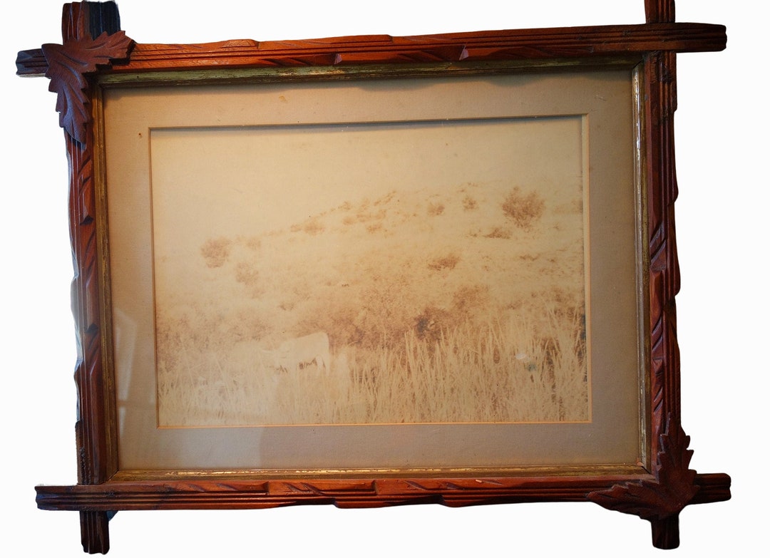 Adirondack Picture Frame Antique Hand Carved Walnut Frame Antique ...