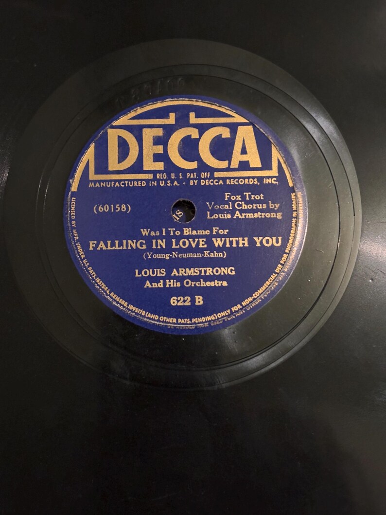 1938 Louis Armstrong Old Man Mose Decca Blue Label Records 78 RPM ...
