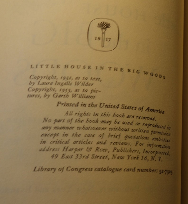 Little House in the Big Woods Laura Ingalls Wilder 1953 First - Etsy