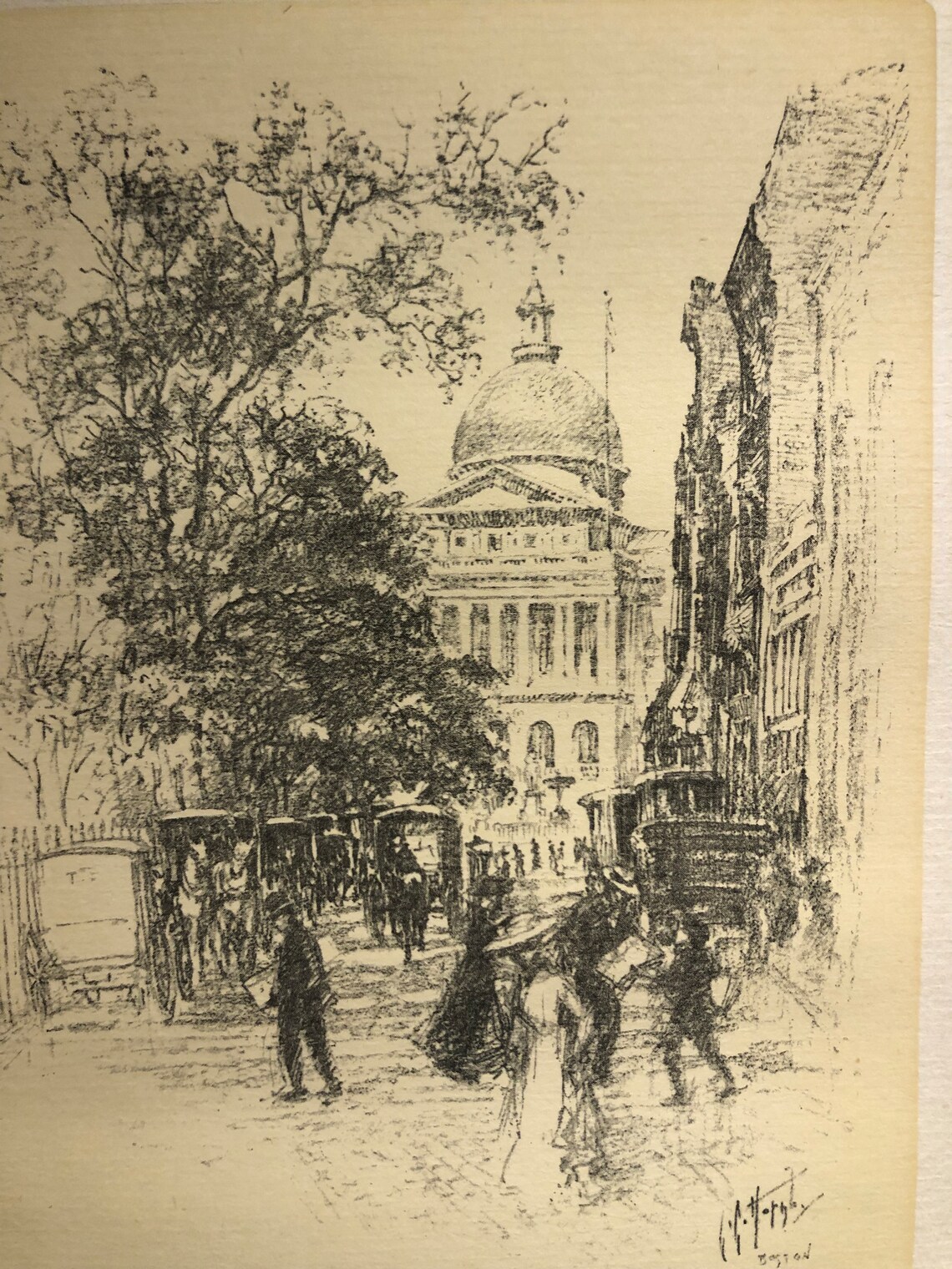 Lester Hornby Boston State House Park Street Boston Common | Framed ...