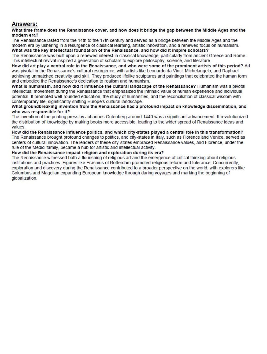 The Renaissance Worksheet Packet 29 Assignments - Etsy