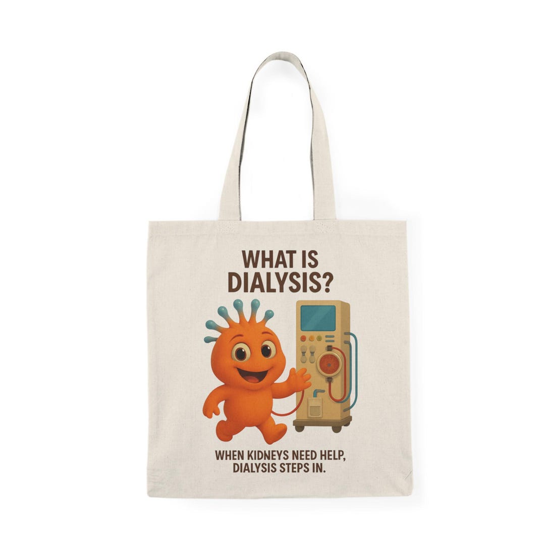 Dialysis Awareness Tote Bag, Cute Kidney Cartoon, Health Education Gift ...