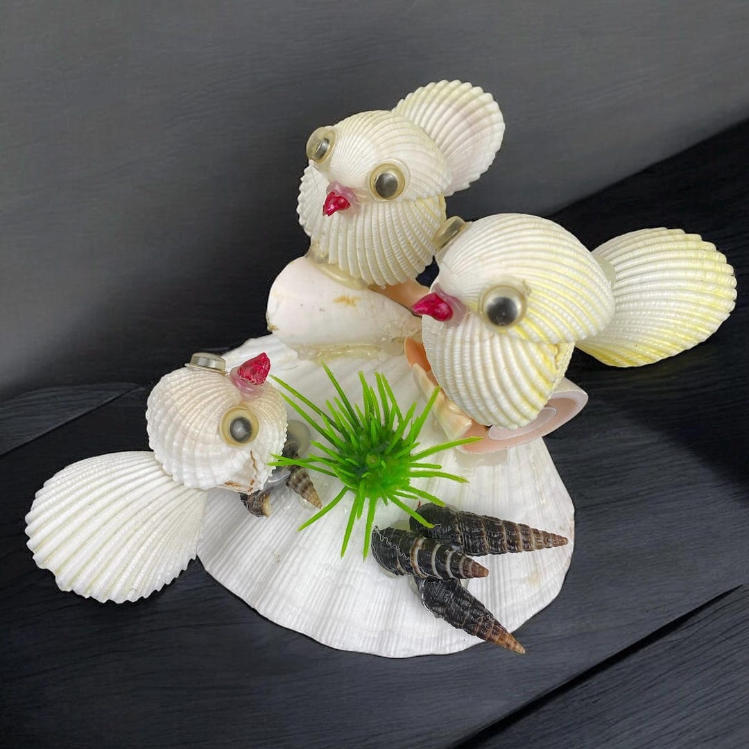 Seashell Birds Nest Figurine, Seashell Figurine Art Decor, Birds Statue ...