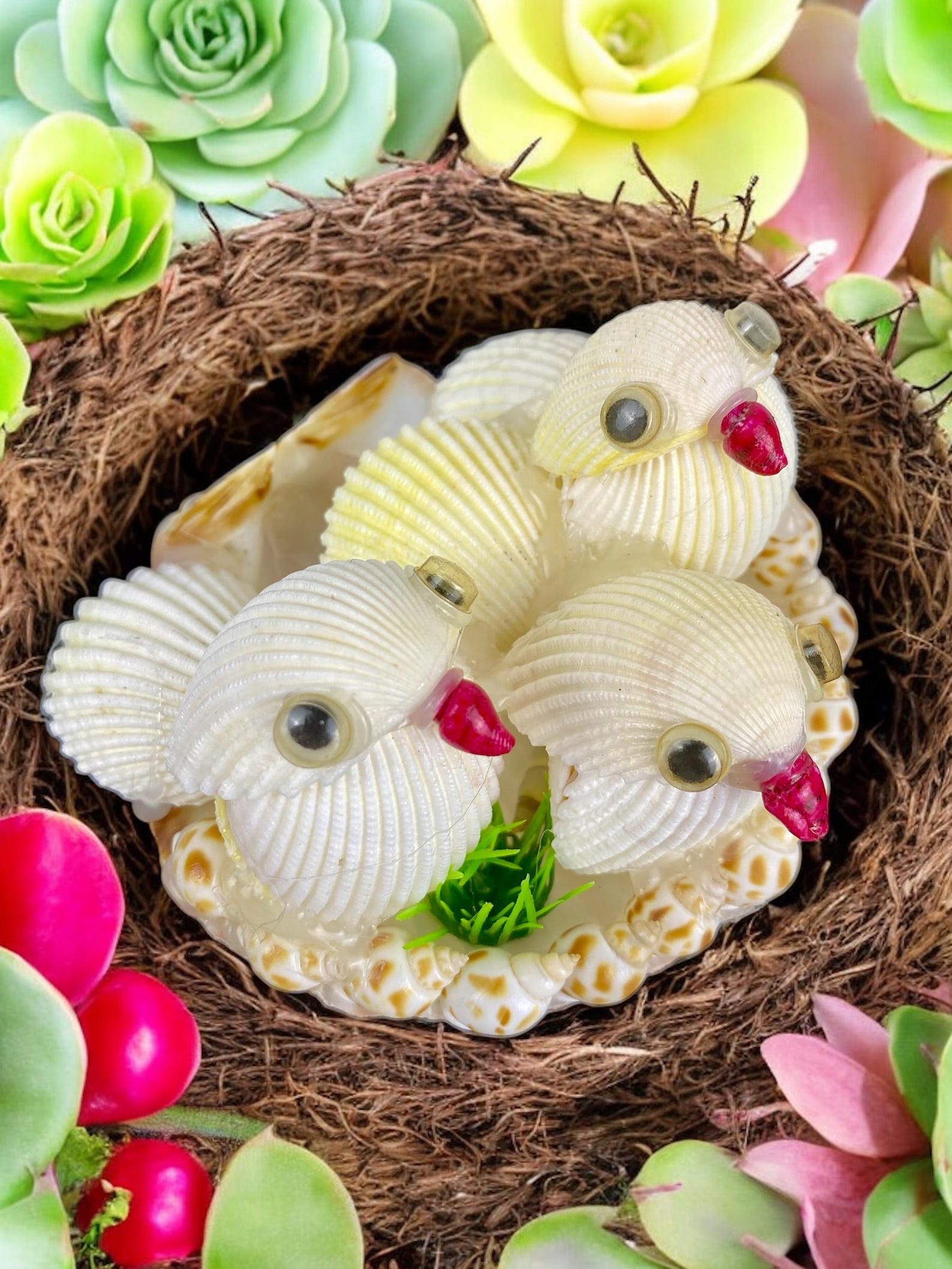 Seashell Birds Nest Figurine: Beach Wedding Decor, Vietnam Souvenir - Etsy