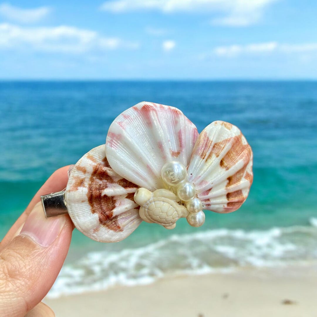 Seashell Hair Claw Clip, Beach Hair Accessories, Clam Shell Hair Clip ...