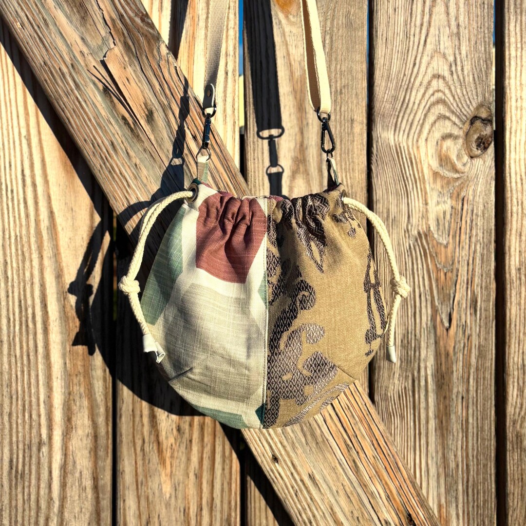 Drawstring Crossbody Bag, Mod Hexagon and Gray Jacquard - Etsy