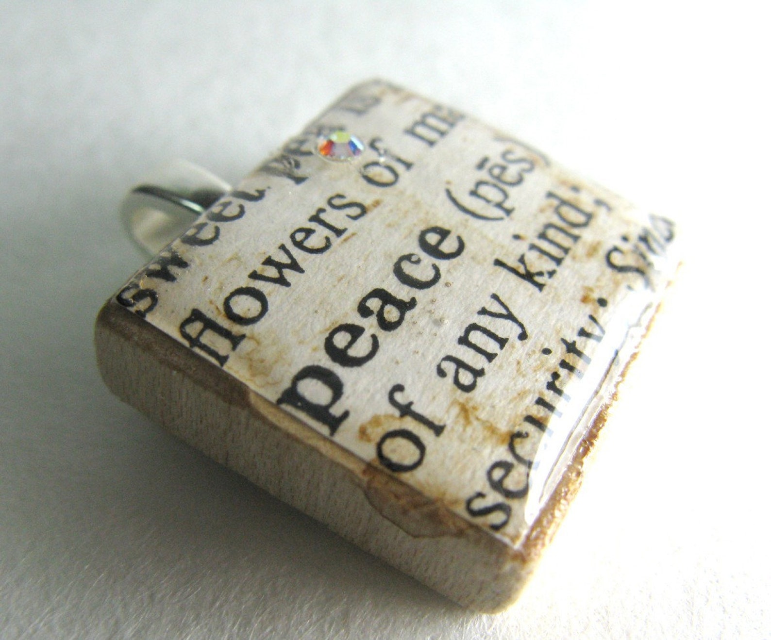 Peace - Vintage Dictionary Scrabble Tile With Swarovski Crystal - Etsy