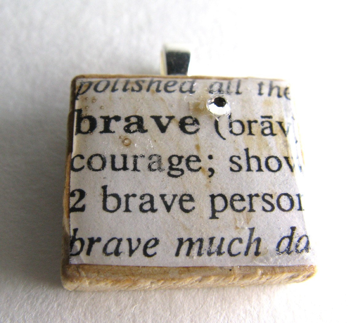Brave Vintage Dictionary Scrabble Tile With Swarovski - Etsy