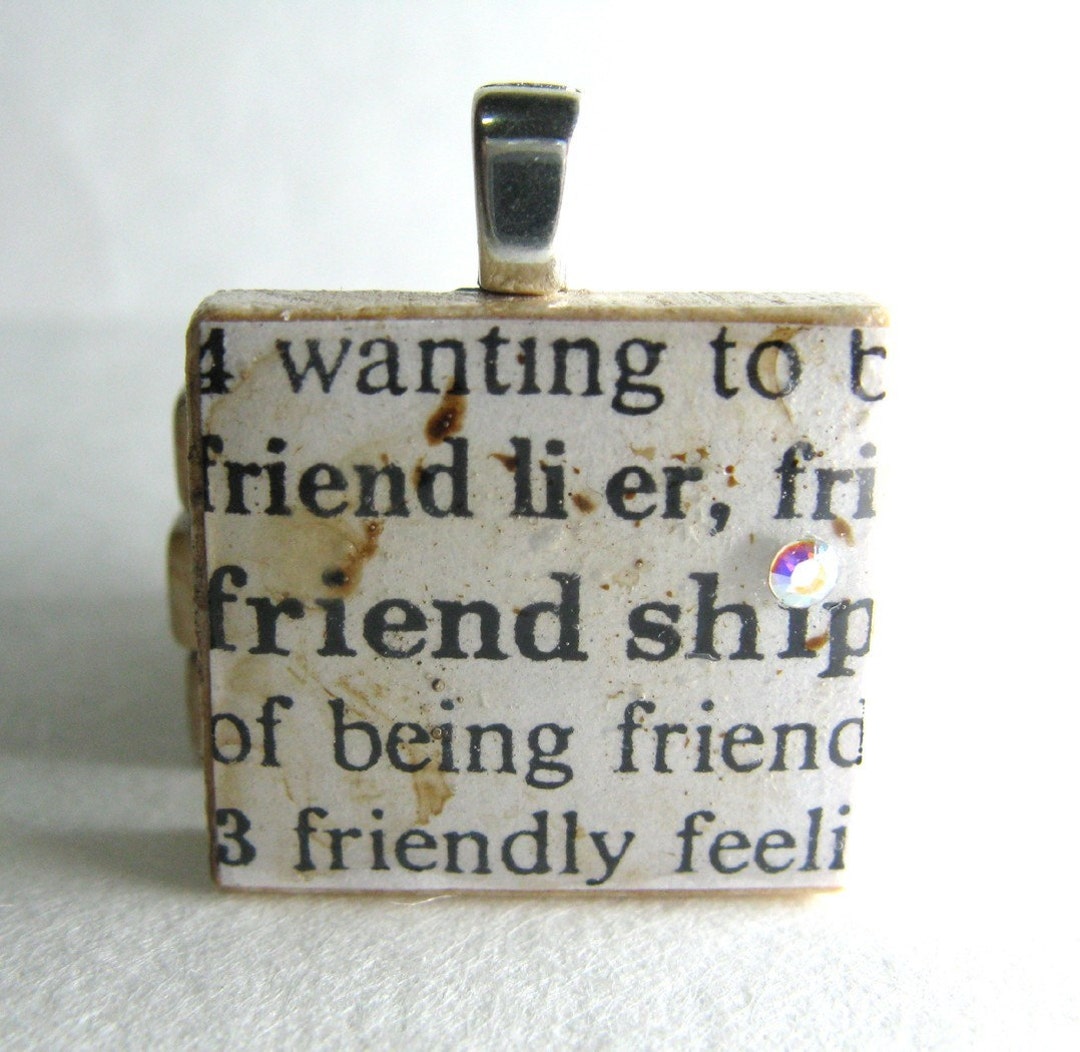 Friendship Vintage Dictionary Scrabble Tile With Swarovski Crystal - Etsy