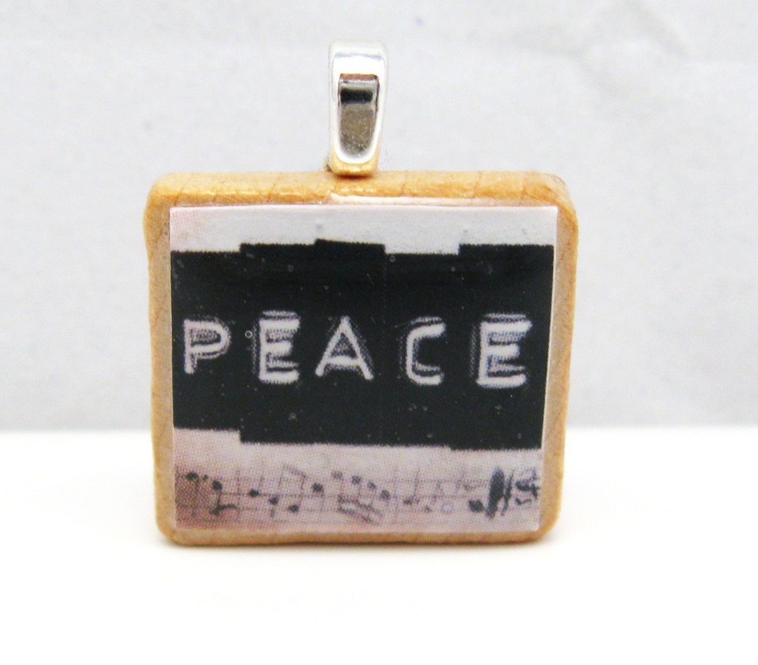 Peace Scrabble Tile Pendant - Label Maker Design With Music - Etsy