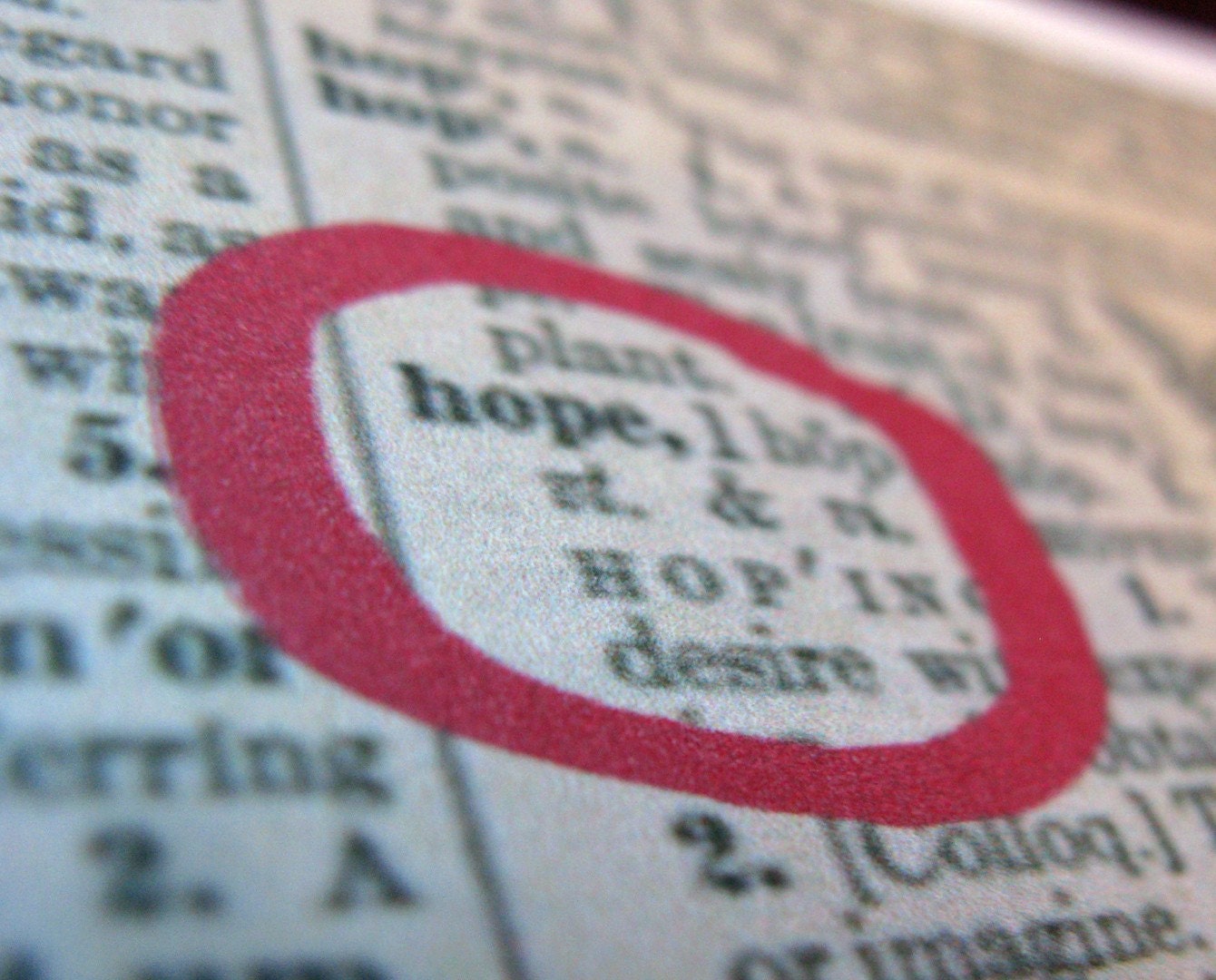 Vintage Dictionary Cards - HOPE - With Delicate Plant Drawing - Great ...