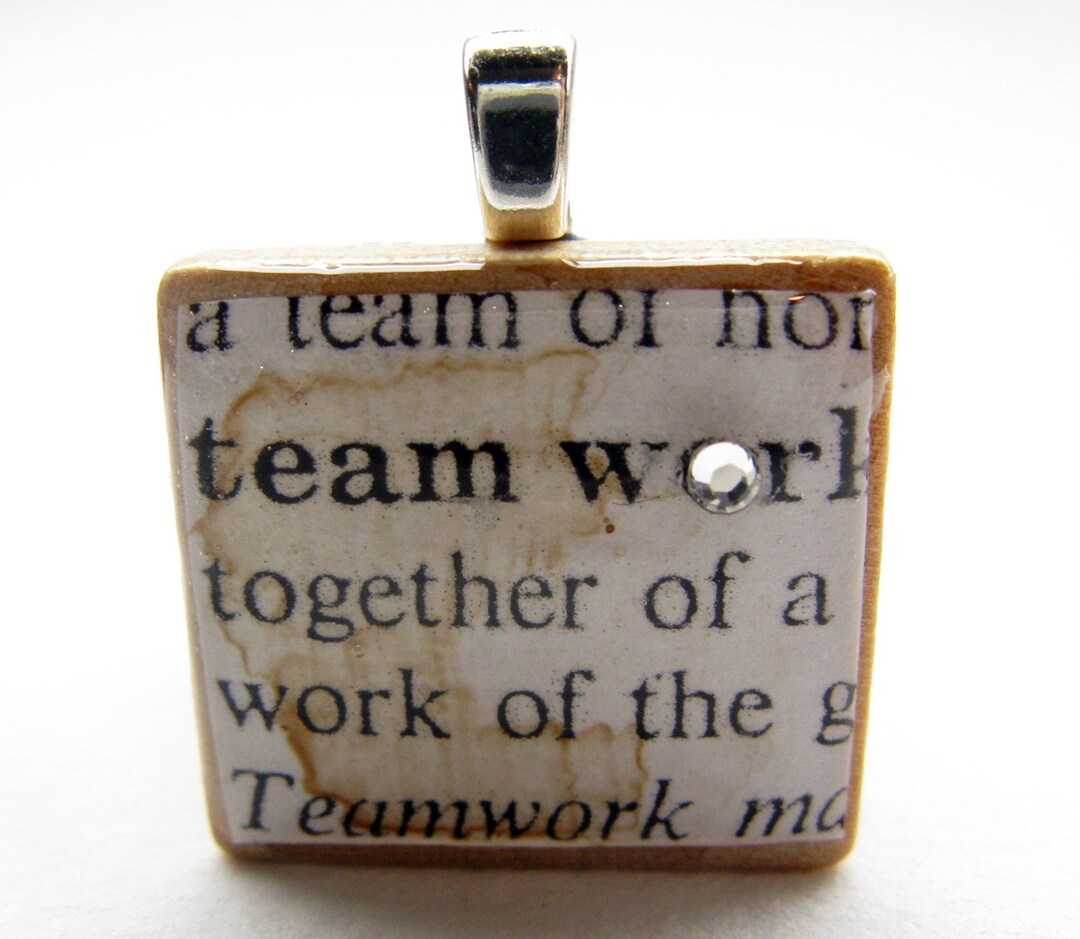 Teamwork - Vintage Dictionary Scrabble Tile With Swarovski Crystal - Etsy