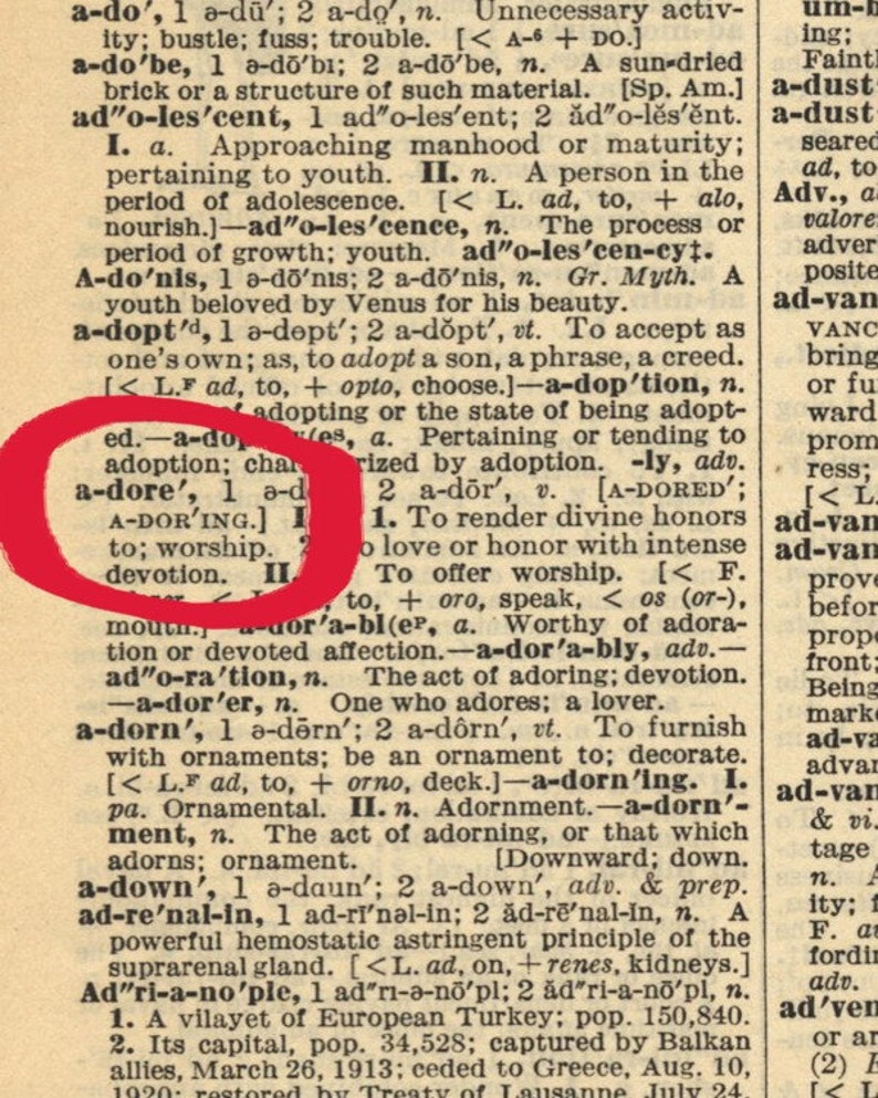 Vintage Dictionary Cards - ADORE - Great Holiday Card - Etsy