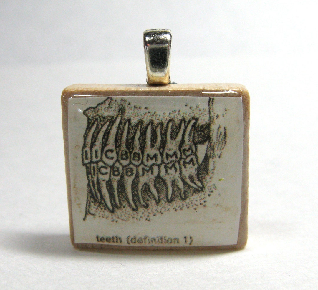 Teeth Drawing - Vintage Dictionary Scrabble Tile Pendant - Etsy
