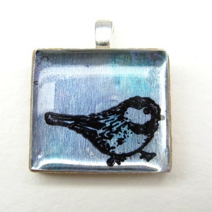 Little Blue Bird Glowing Metallic Scrabble Tile Pendant - Etsy