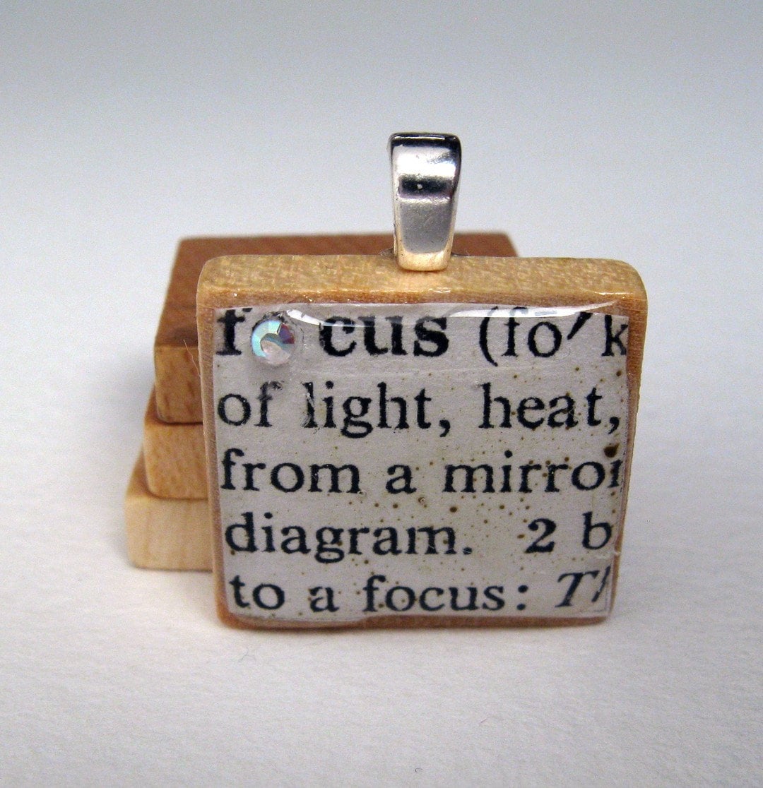 Focus - Vintage Dictionary Scrabble Tile With Swarovski Crystal - Etsy
